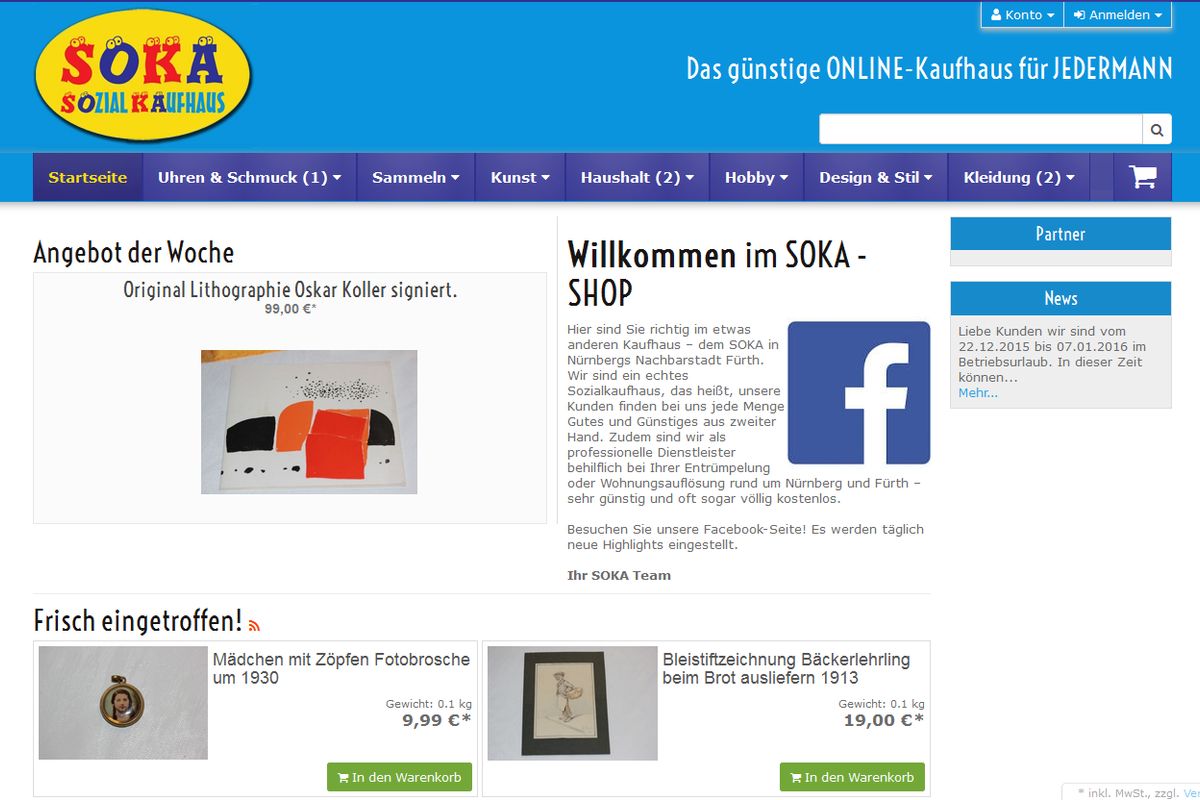 Sozialkaufhaus Fürth - Onlineshop - Pixogram - Internetagentur